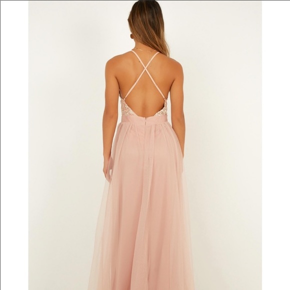 Showpo. | Dresses | Nwt Showpo Prom Homecoming Sparkling Blush Dress ...